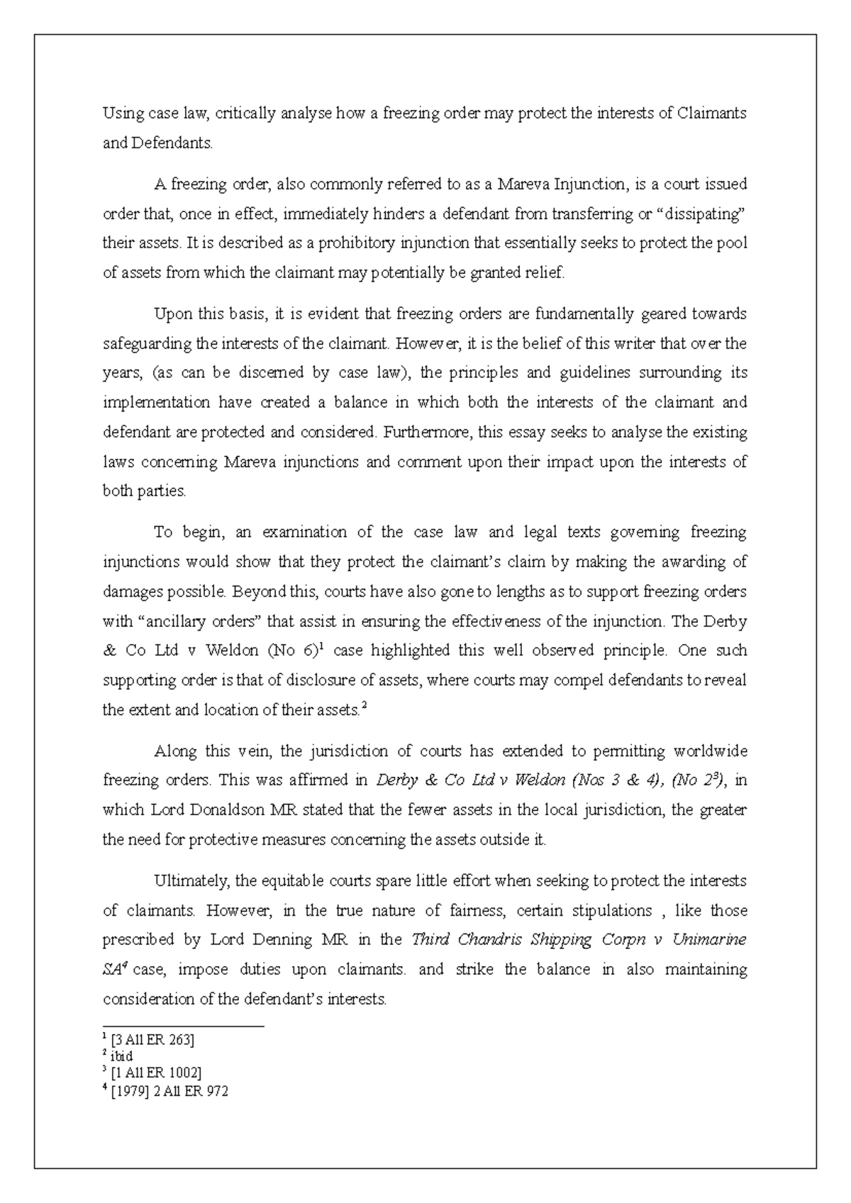 Critical Analysis of Freezing Orders: Protecting Claimants & Defendants ...