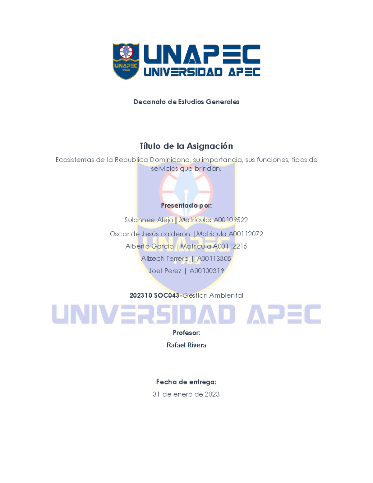 Ecosistemas, Servicios y Biodiversidad en República Dominicana - SOC043 ...