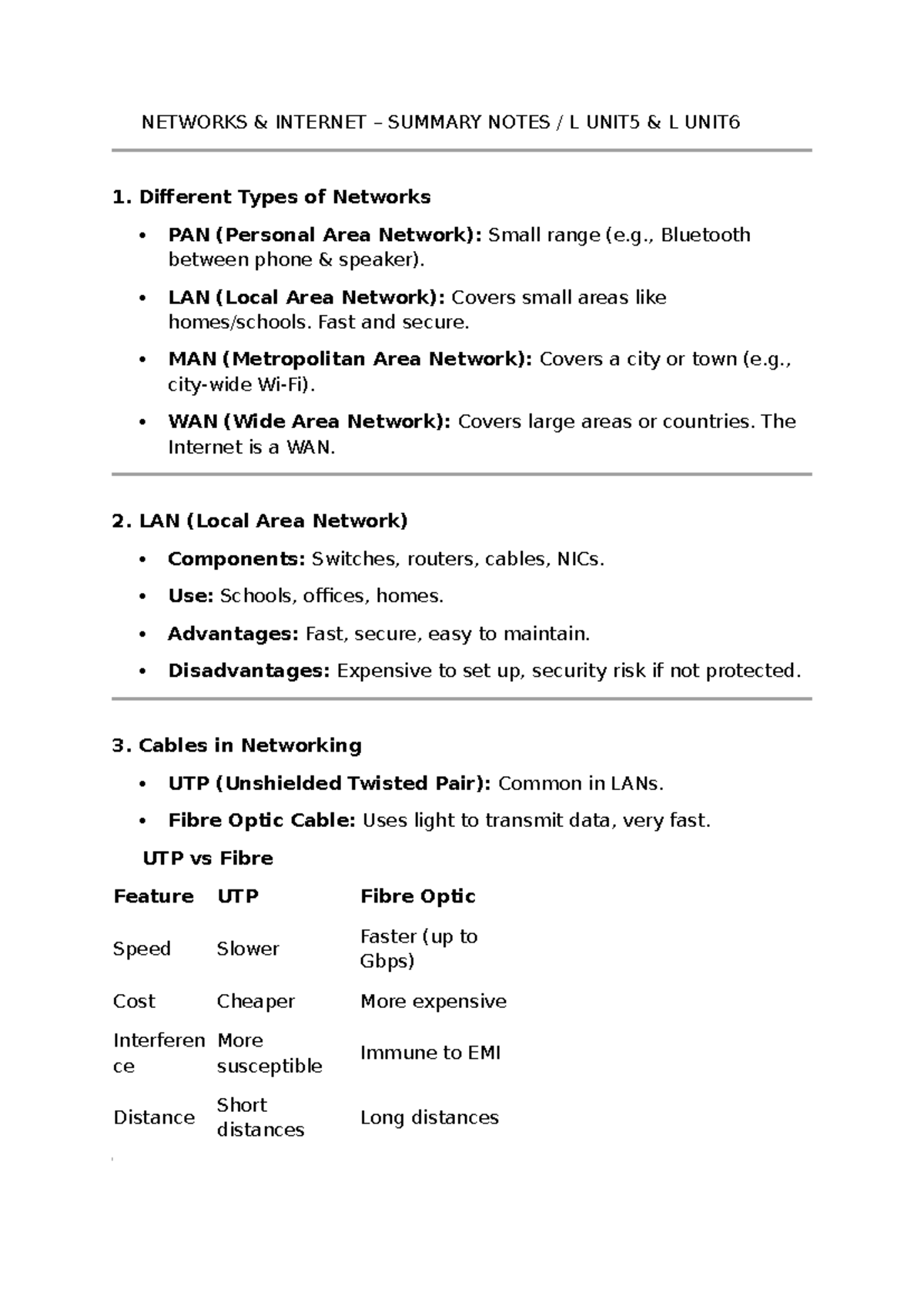 NETWORKS INTERNET SUMMARY NOTES L UNIT5 L UNIT6 - Studocu