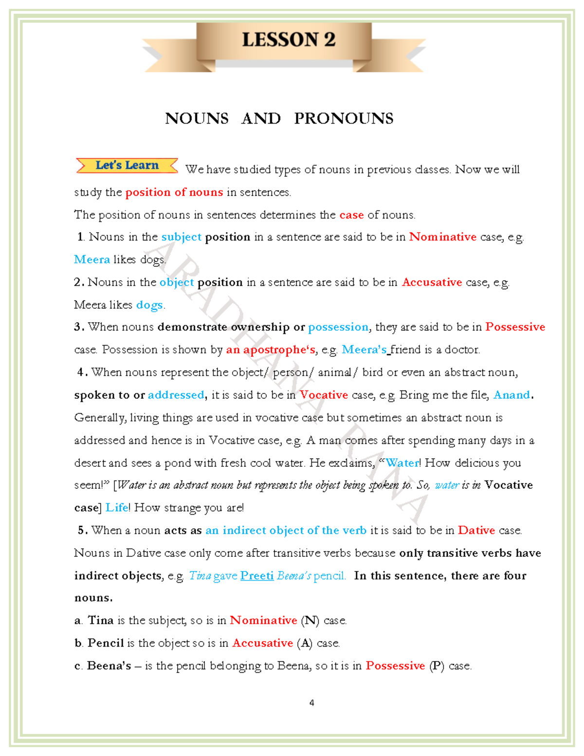 Ch-2: Nouns and Pronouns - Understanding Their Cases and Usage - Studocu