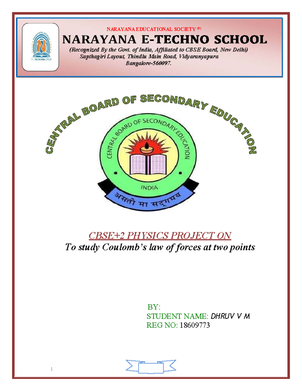 Physics Project Report: Law of Forces at Two Points (CBSE) - Studocu