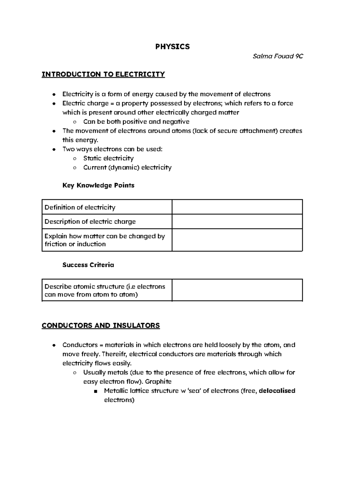Intro to Electricity & Conductors/Insulators - PHYS 101 Lecture Notes ...