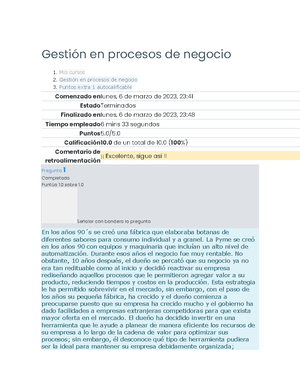 Gestión en procesos de negocio semana 4 - Gestión en procesos de negocio 1 cursos 2ón en ...