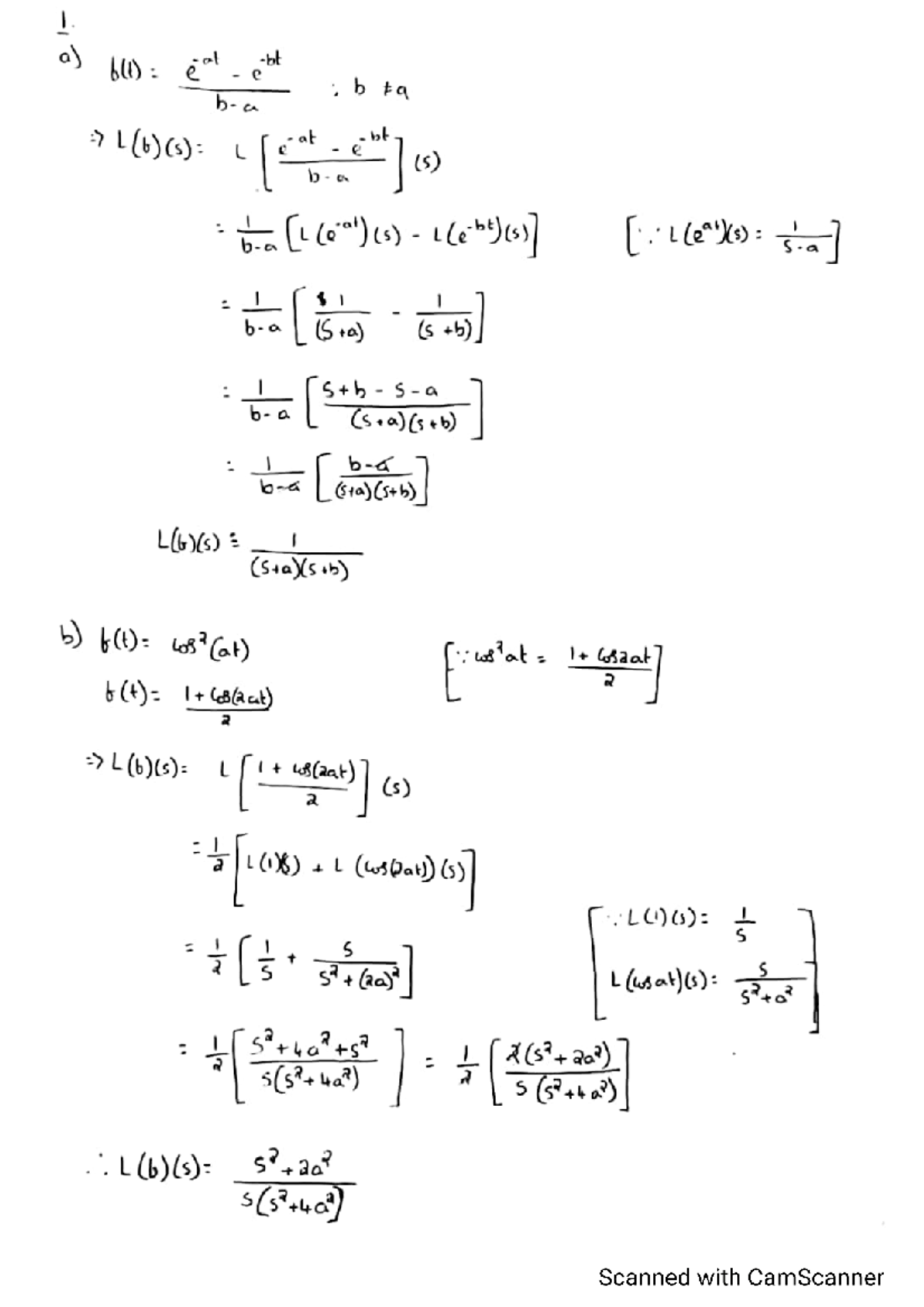AP17110010123 Assignment: Laplace Transform & Partial Fractions - Studocu