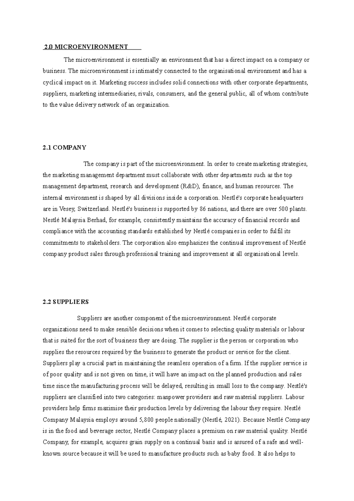 Microenvironment Analysis: Impact on Nestlé's Business Strategy - Studocu