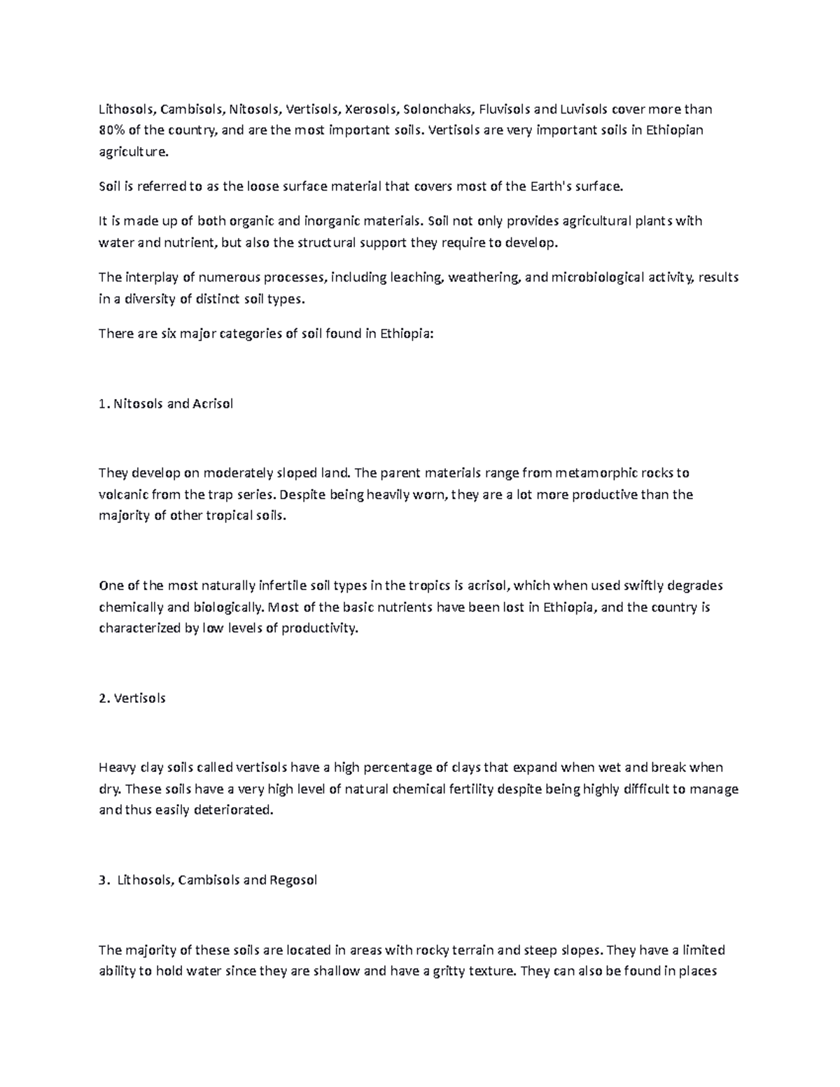 Geo 8,9: Overview of Major Soil Types in Ethiopia and Their Importance ...