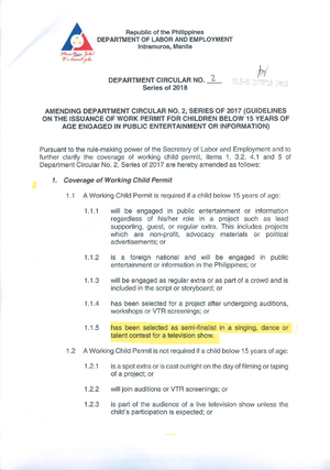 LAW - IRR BOOK III: Labor Code on Conditions of Work and Hours - Studocu