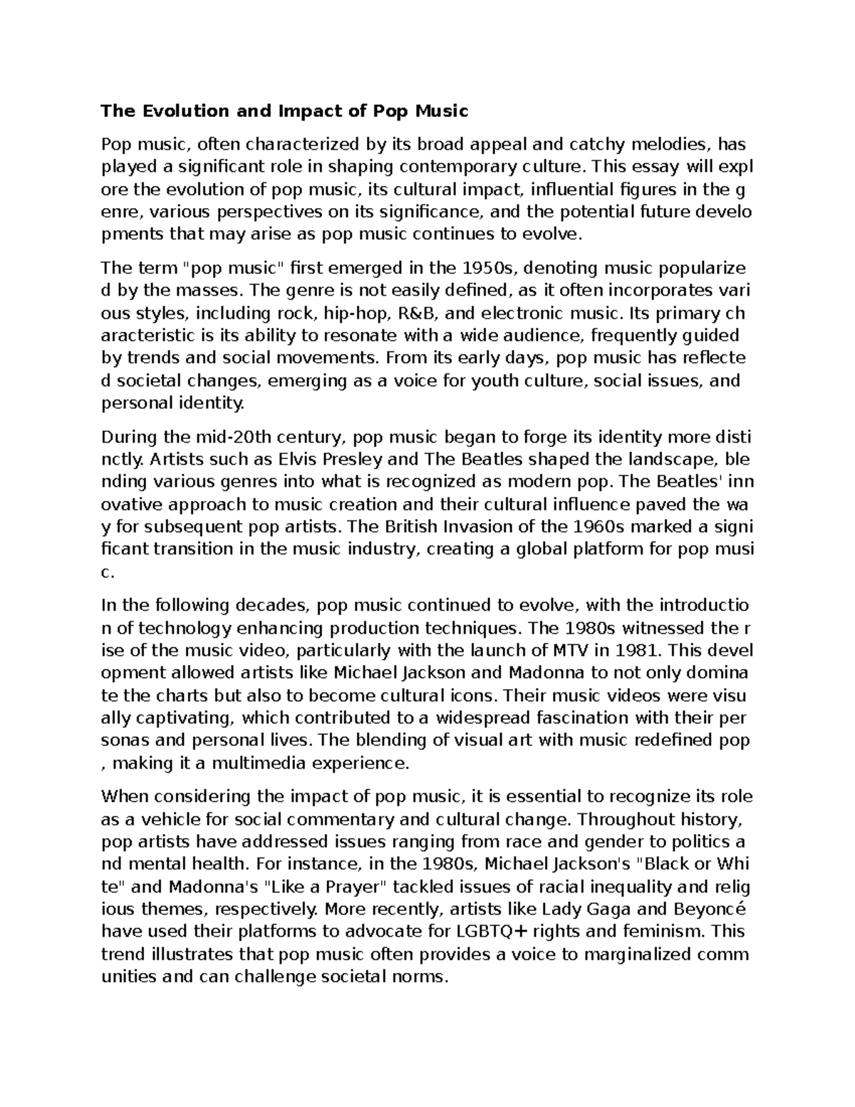The Evolution and Cultural Impact of Pop Music: A Comprehensive Study ...