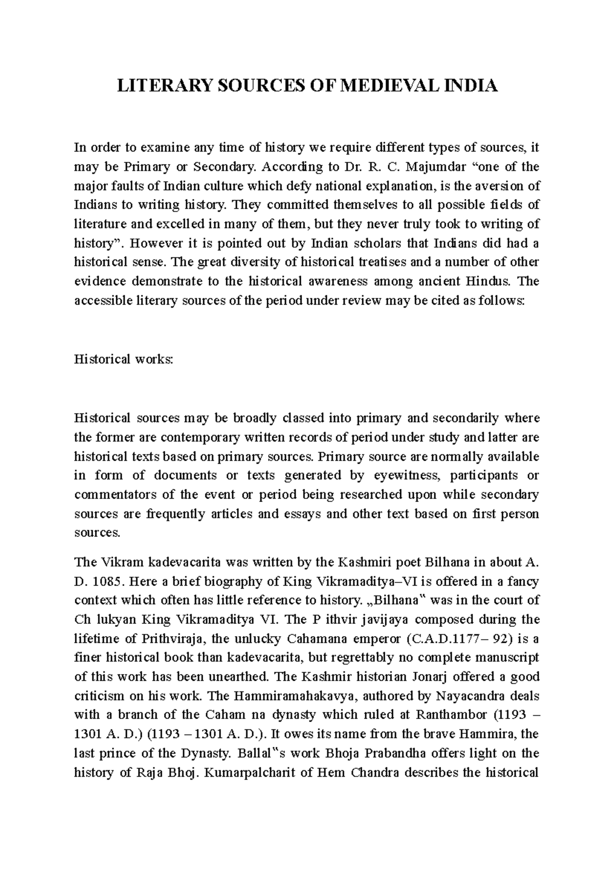 Literary Sources of Medieval India: An In-depth Study and Analysis ...