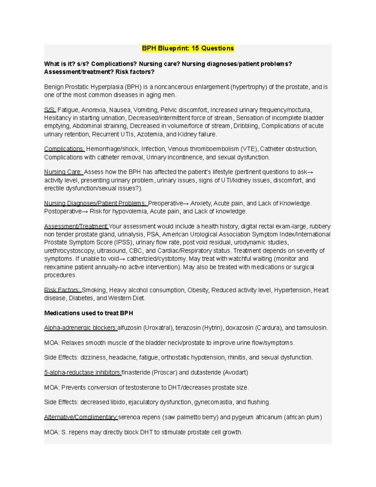 BPH Nursing Care and Management: Key Questions and Guidelines - BPH ...