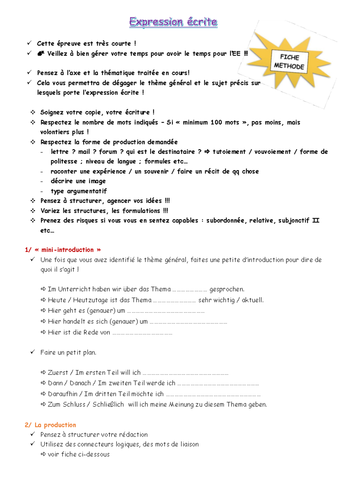 Expression écrite - Méthodologie pour votre épreuve écrite - Studocu