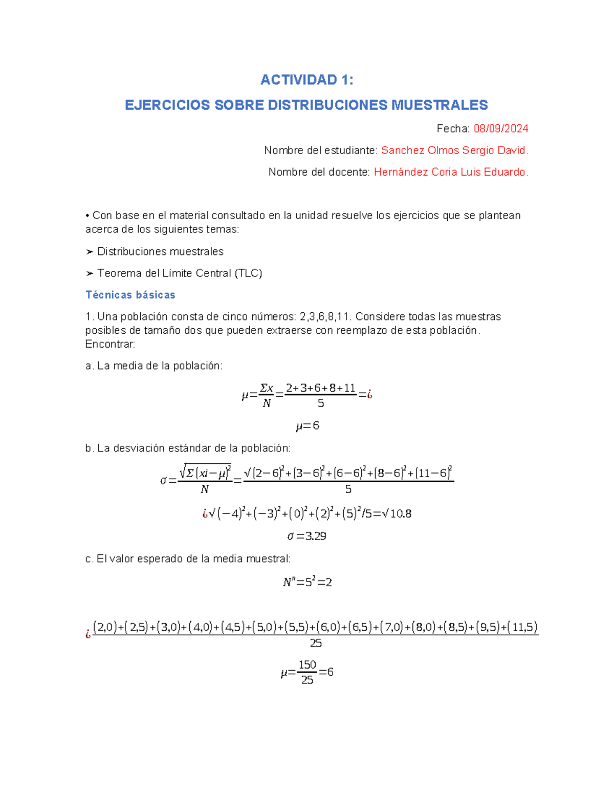 Ejercicios sobre Distribuciones Muestrales - Estadística I (EST100) - Studocu
