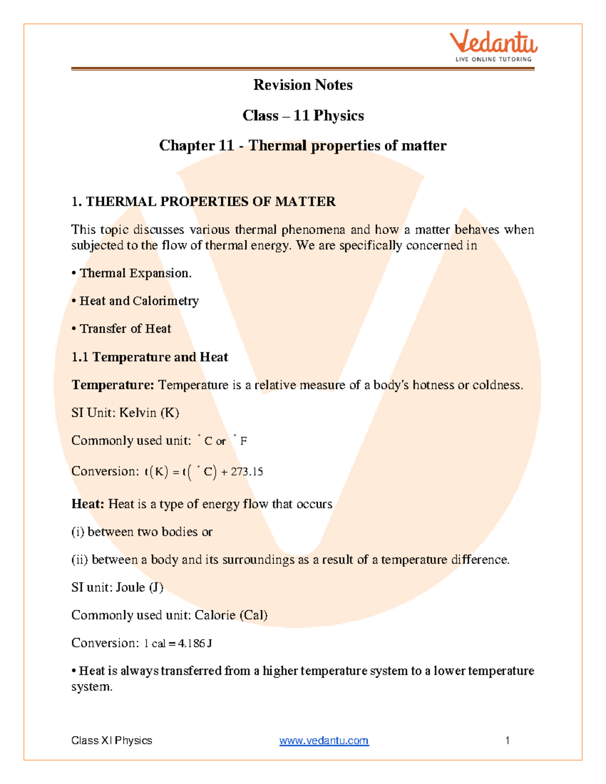 Cbse class 11 physics notes chapter 11 thermal properties of matter ...
