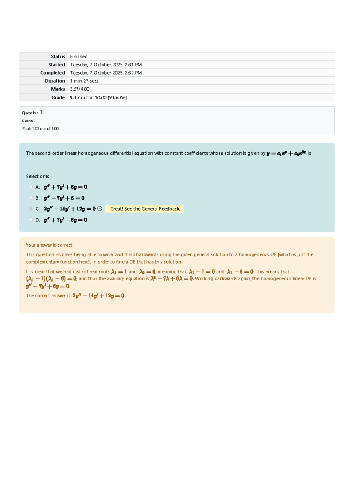 Dygit Homogeneous Linear DEs with Constant Coefficients - Attempt ...