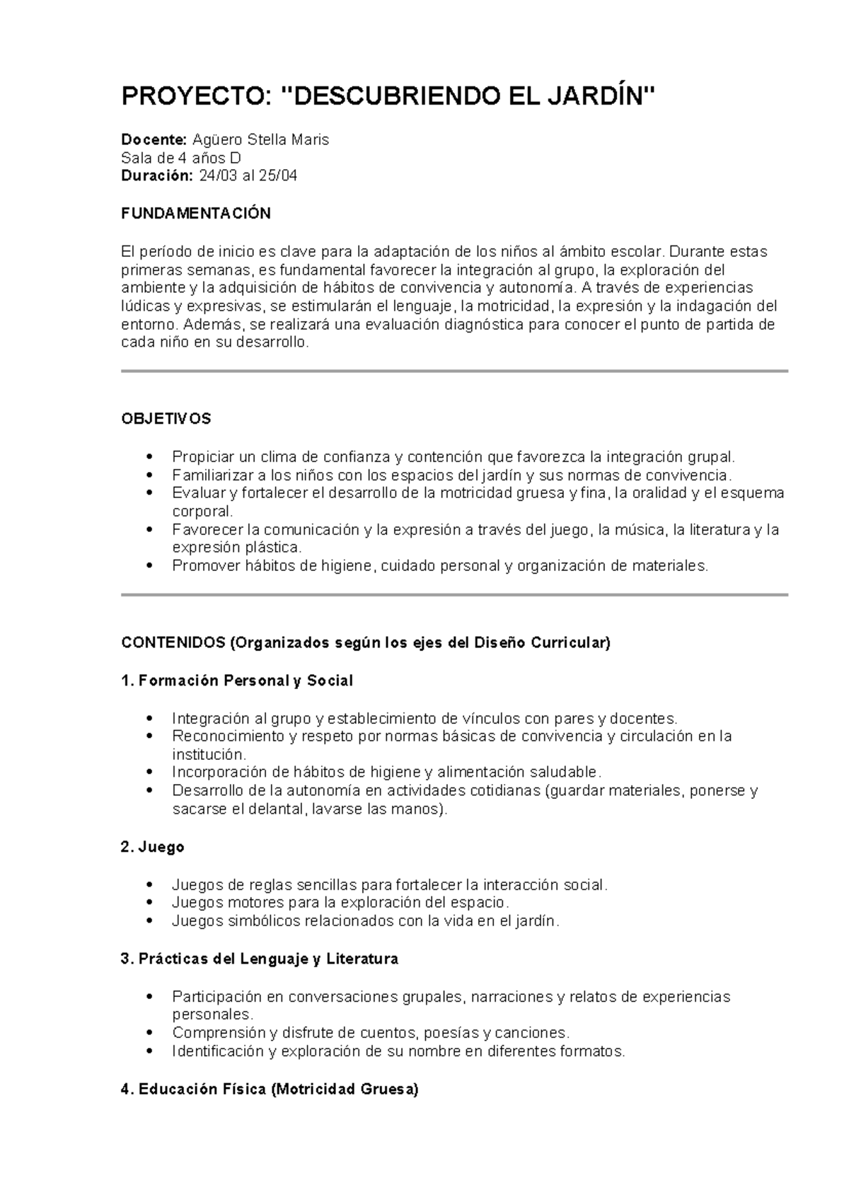 Proyecto inicio 25 - superiror - PROYECTO: "DESCUBRIENDO EL JARDÍN ...