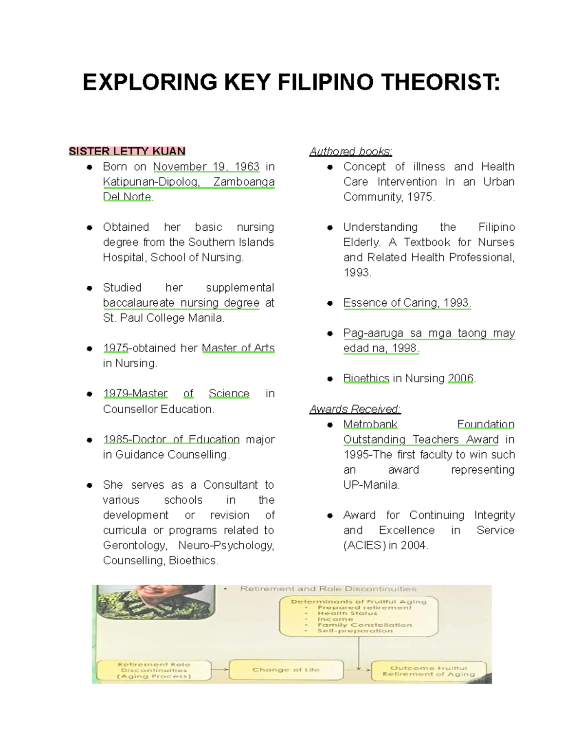 TFN 101: Key Filipino Theorists and Nursing Models Overview - Studocu