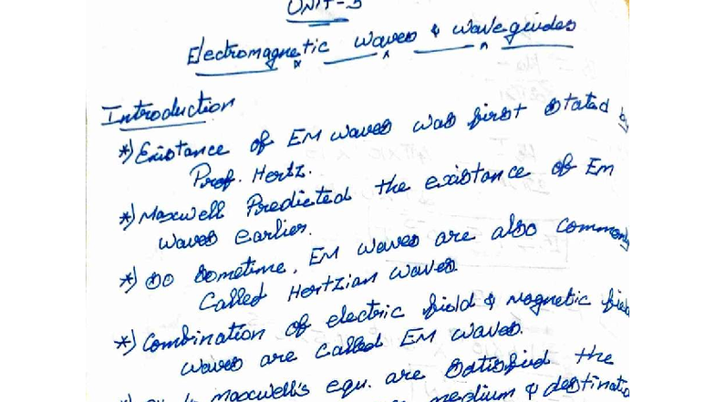 Unit 3 - Electromagnetic Waves: Introduction and Key Concepts - Studocu