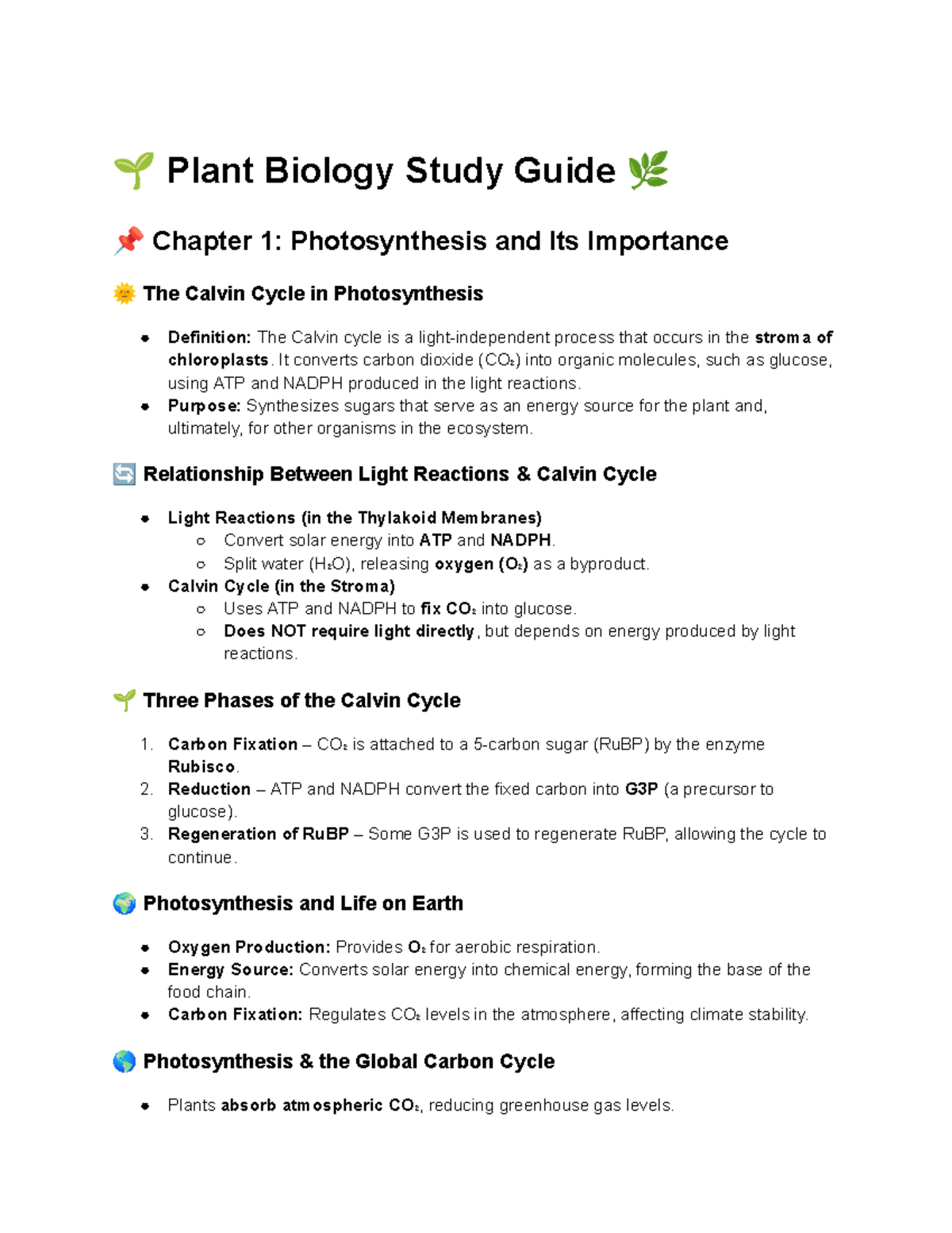 Plant Biology Study Guide: Chapters on Reproduction & Importance - 🌱 ...