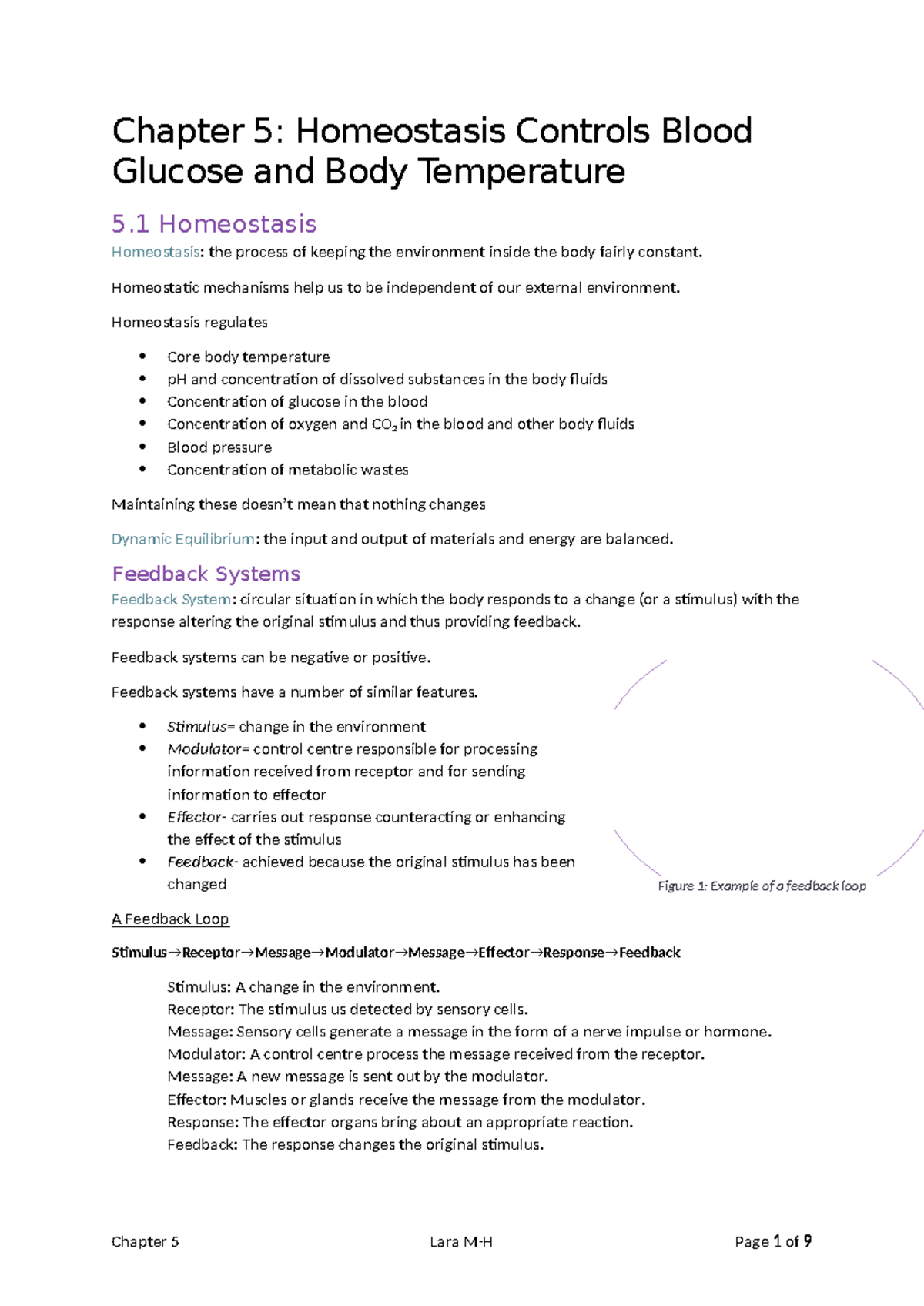 Chapter 5: Homeostasis in Blood Glucose & Body Temp Regulation - Studocu