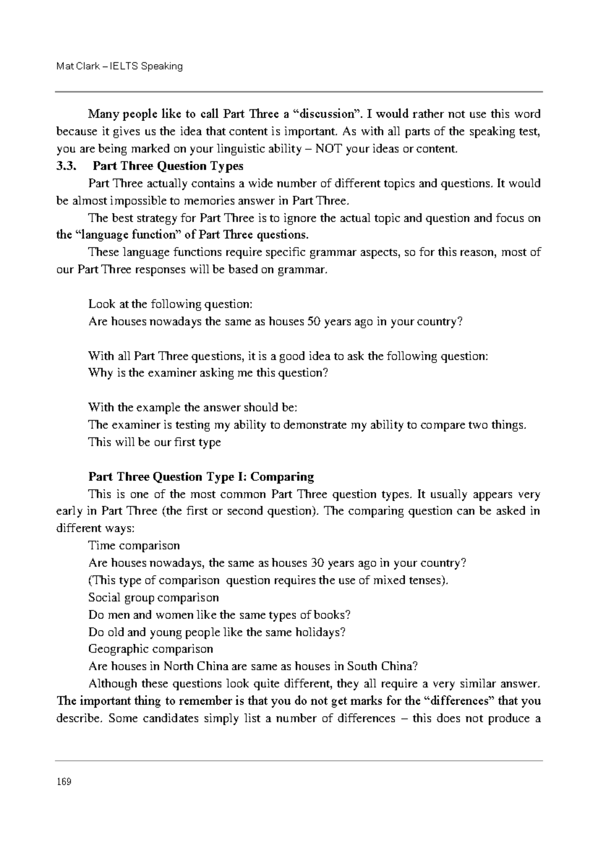 Mat Clark IELTS Speaking: Strategies for Part Three Comparisons - Studocu