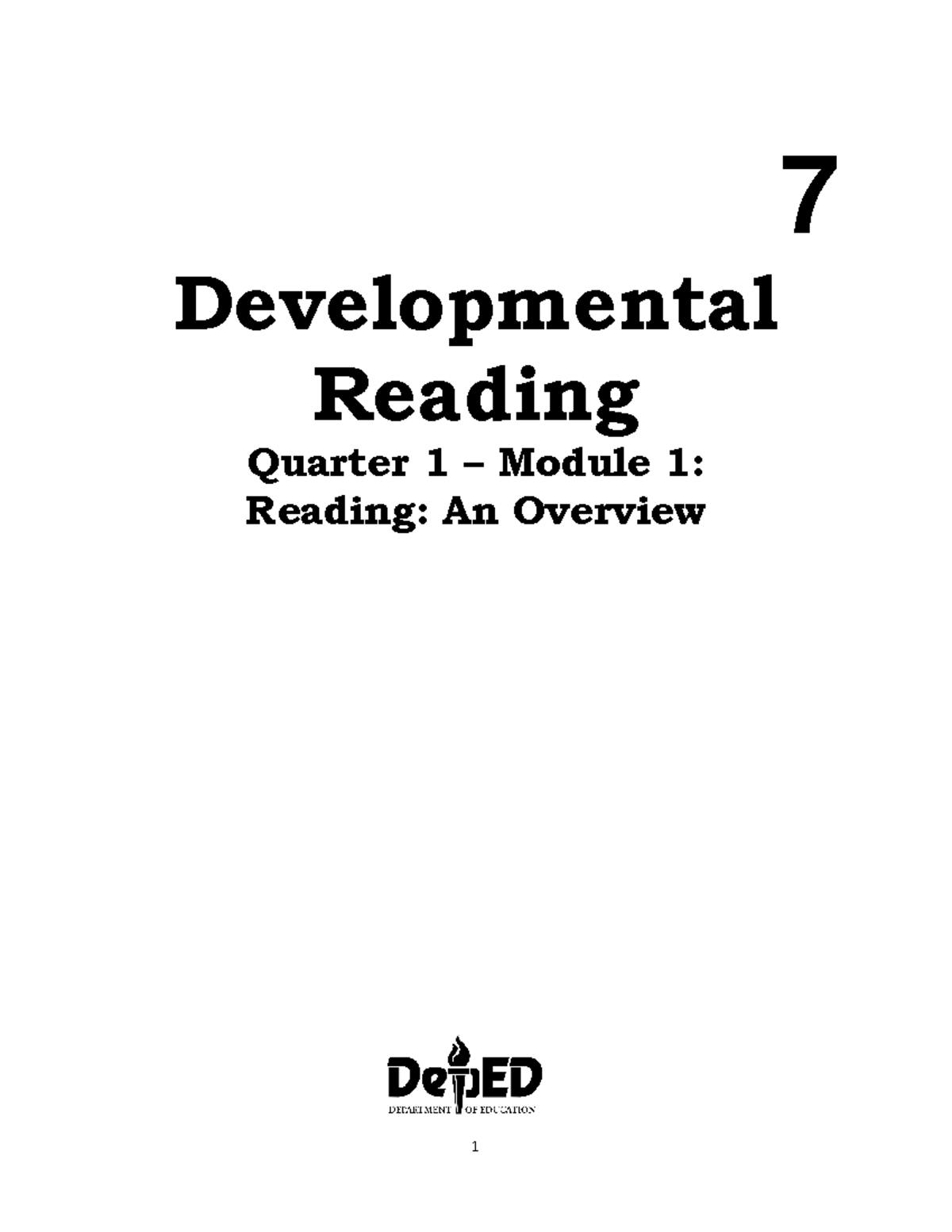 Dev Reading 1 Q1: Module 1 Overview & Activities Guide - Studocu