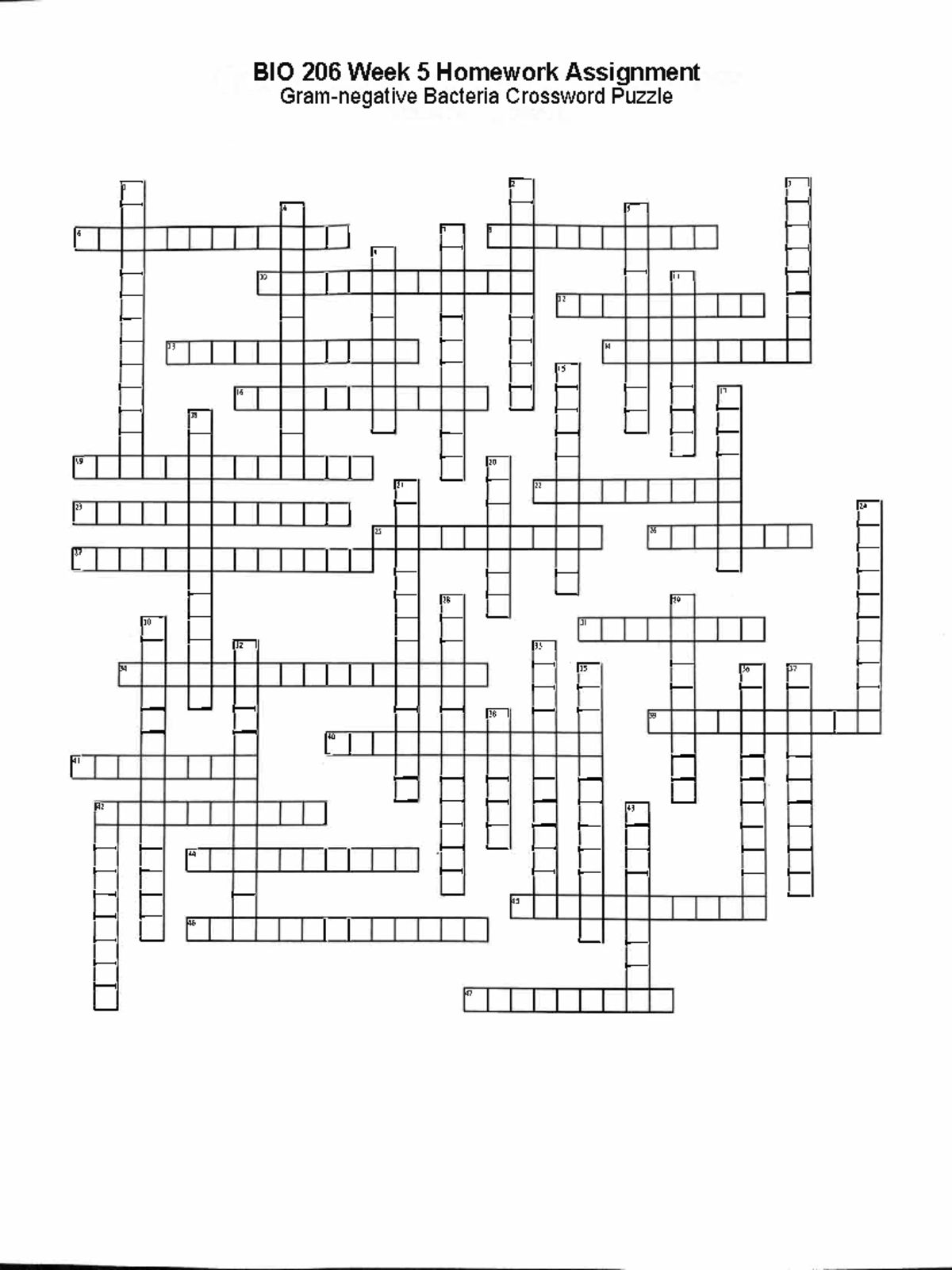 BIO 206 Week 5 Homework: Bacteria Crossword & Short Answer - Studocu