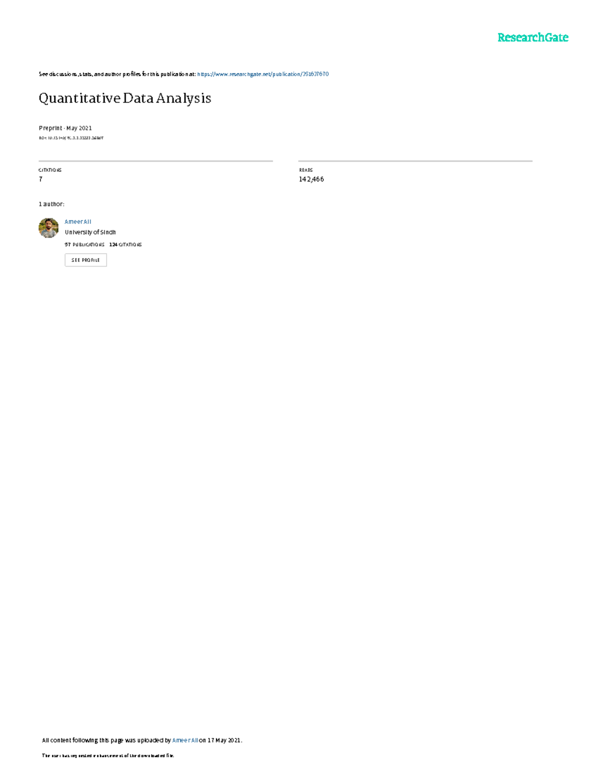 Quantitative Data Analysis: Key Concepts and Techniques (2021) - Studocu
