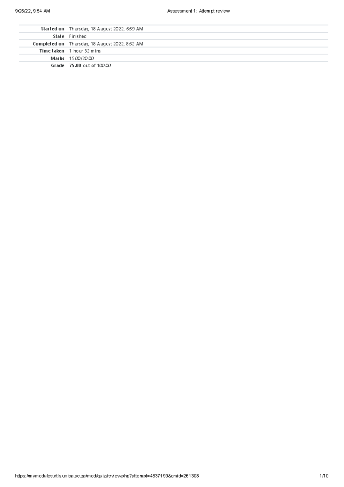 Assessment 01 Quiz Review (Total Marks: 20) - Studocu