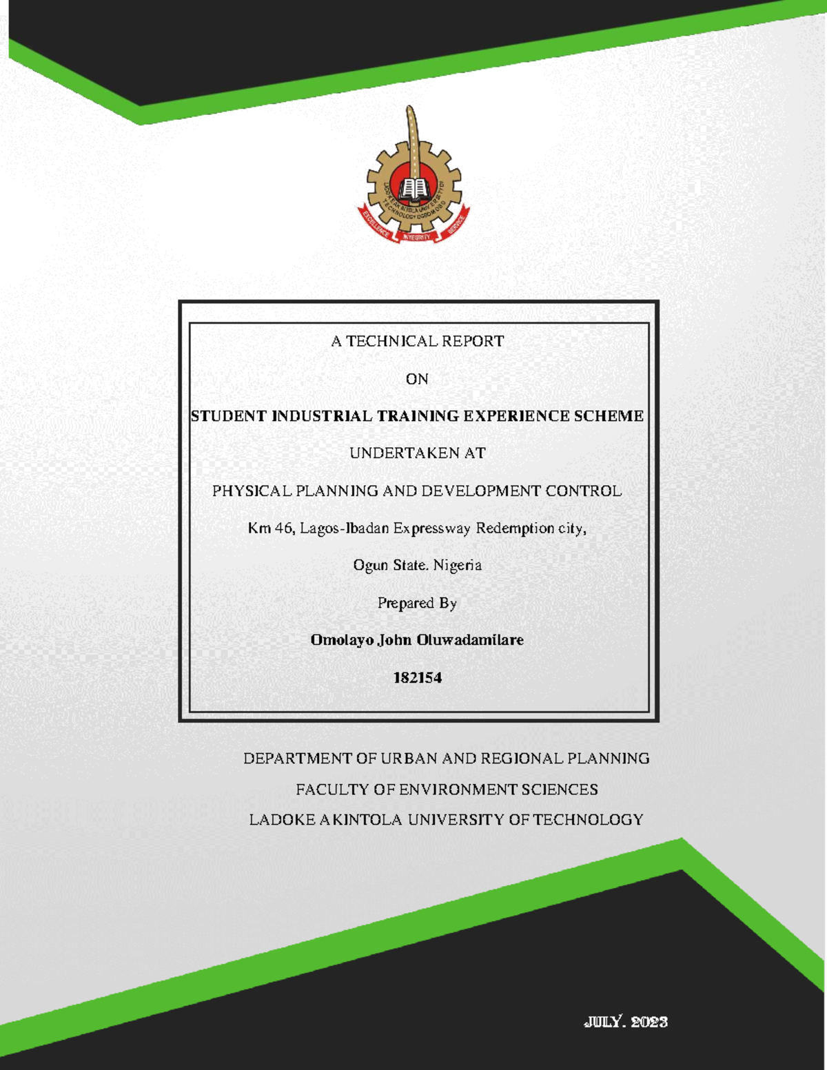 Industrial Training Report: SIWES Experience at PPDC (URP 182154) - Studocu