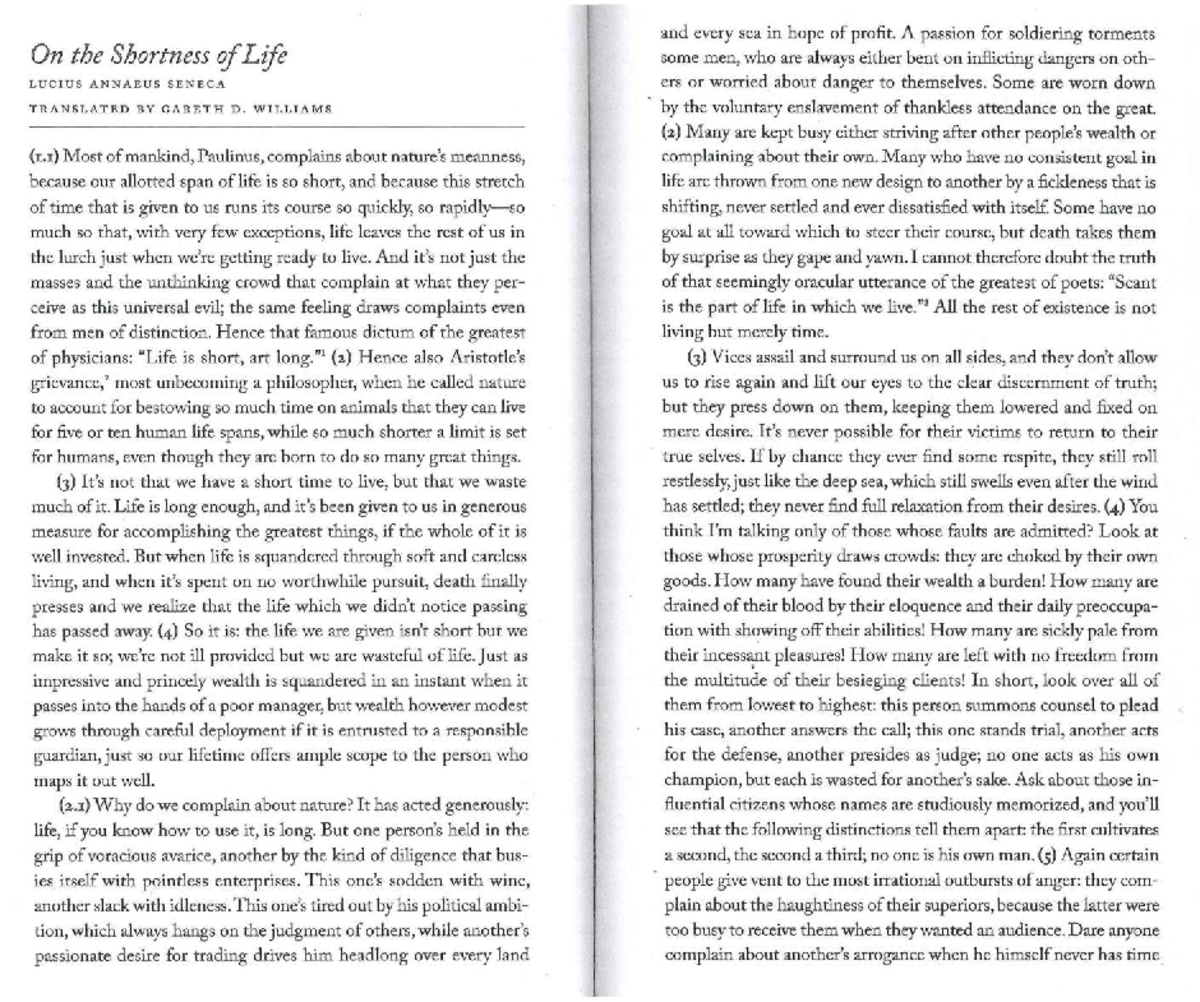 On the Shortness of Life: Insights from Seneca's Philosophy (PHIL 101 ...