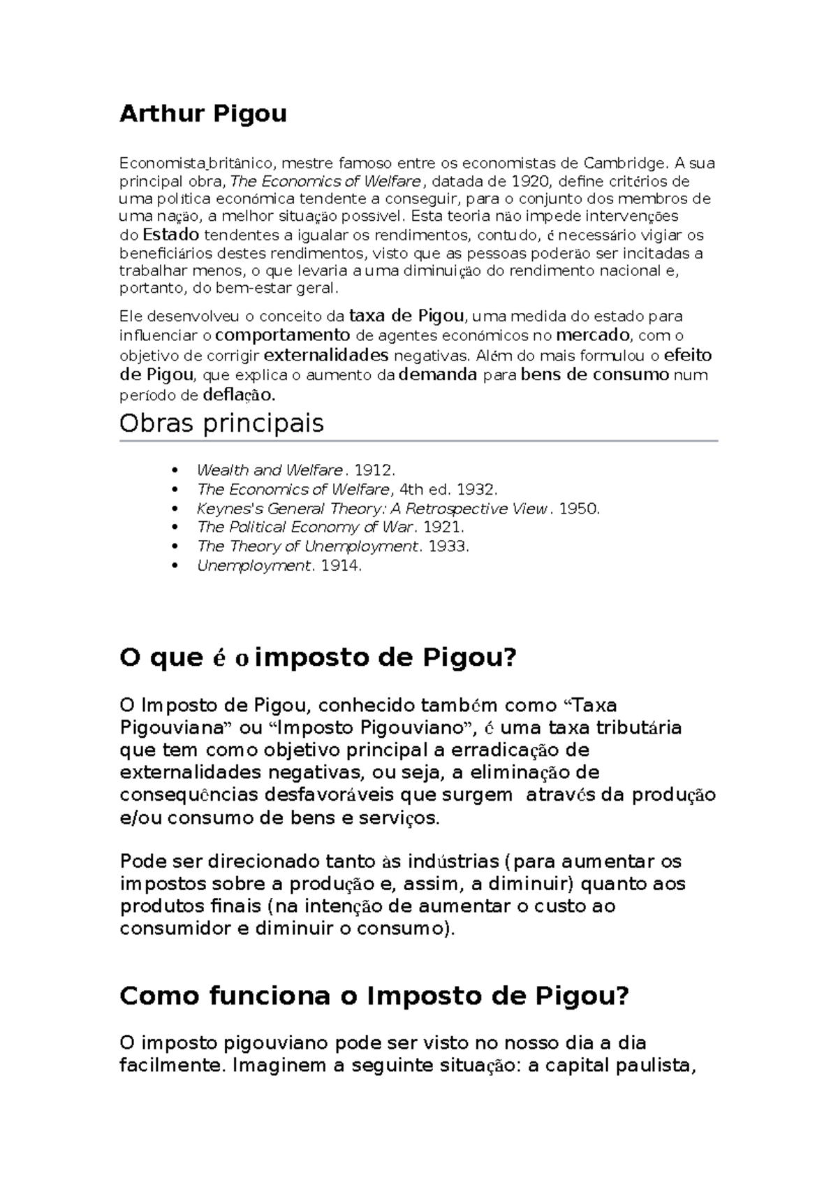 Arthur Pigou - MT FIXE - Arthur Pigou Economista britânico, mestre ...