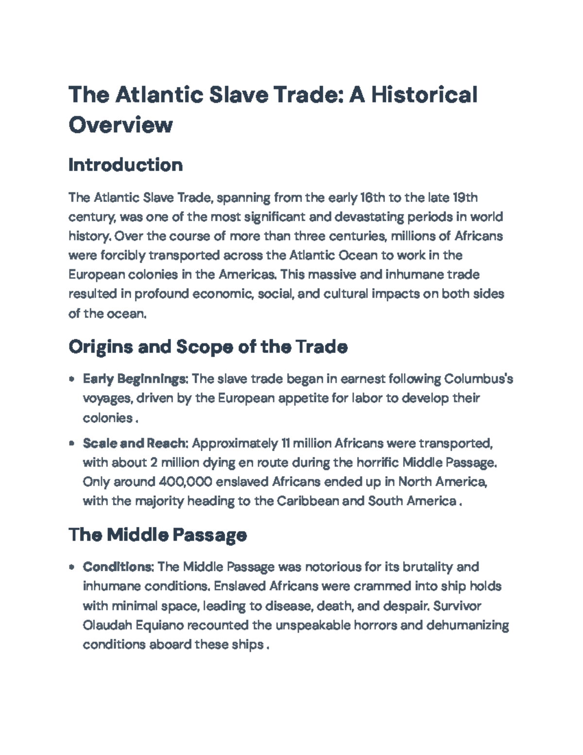 The Atlantic Slave Trade: Historical Overview and Impact Analysis - The ...