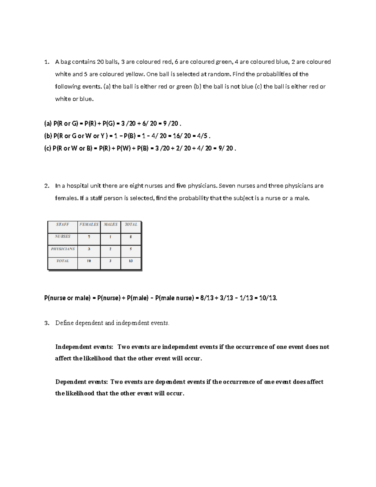 Tutorial 2 - Probabilities & Event Analysis in Quantitative Methods ...