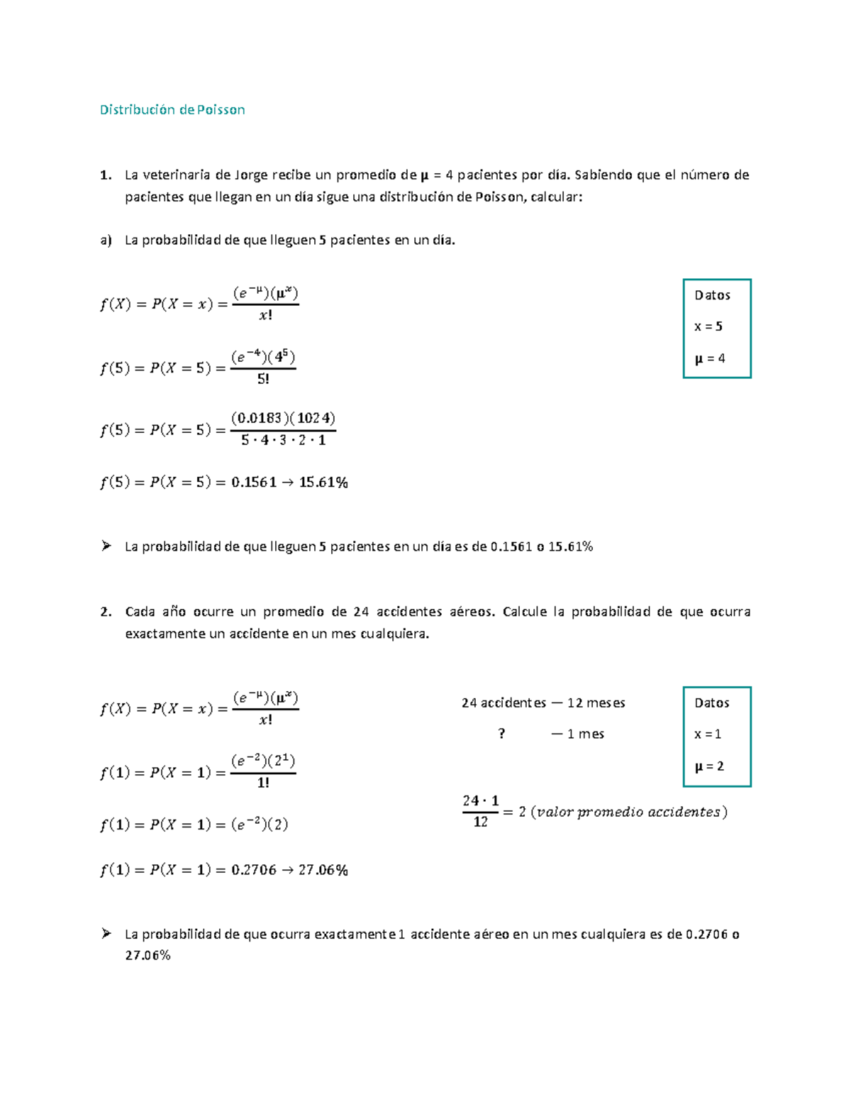 Ejercicios de Distribución Normal, Binomial y Poisson - Estadística - Studocu