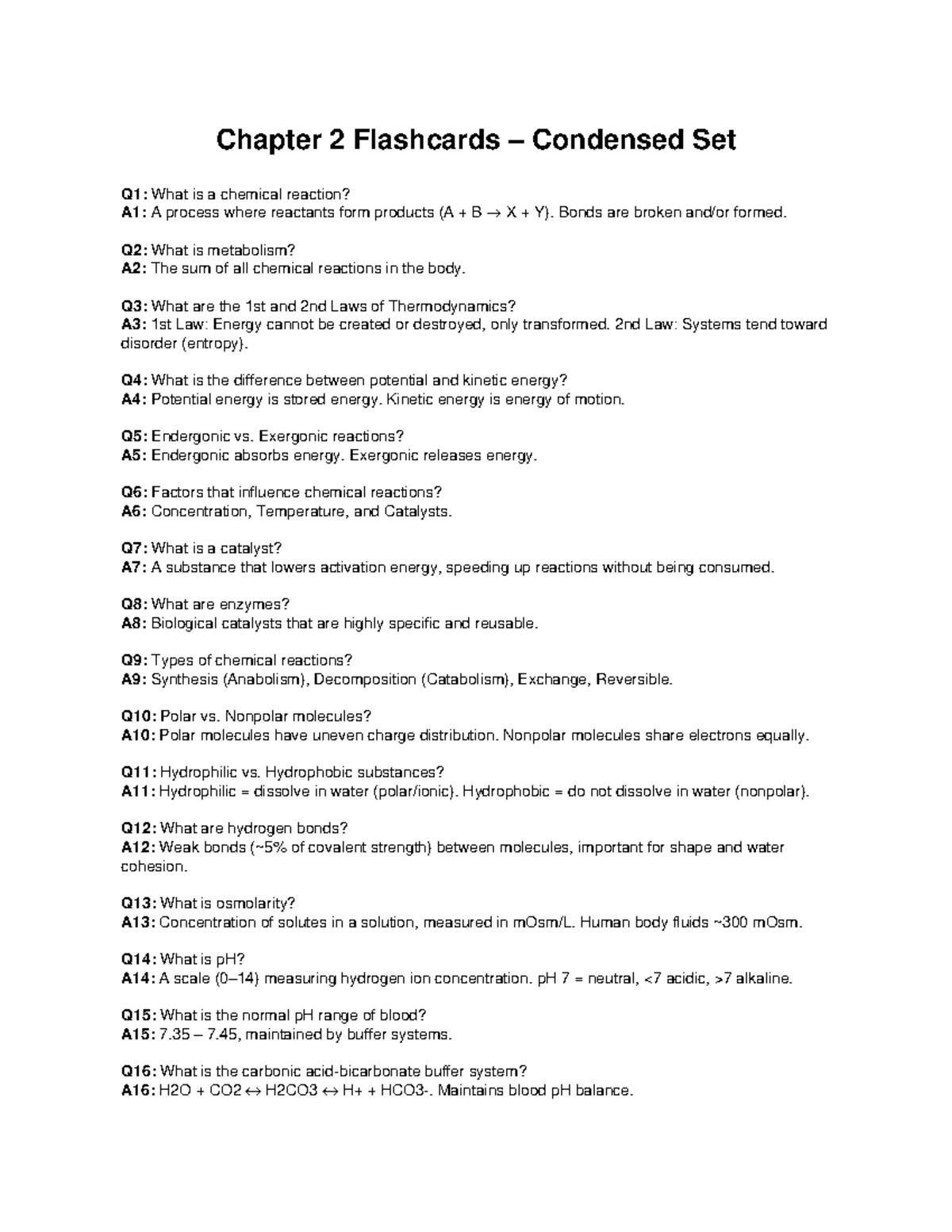 Chapter 2 Flashcards – Key Concepts in Chemical Reactions - Studocu