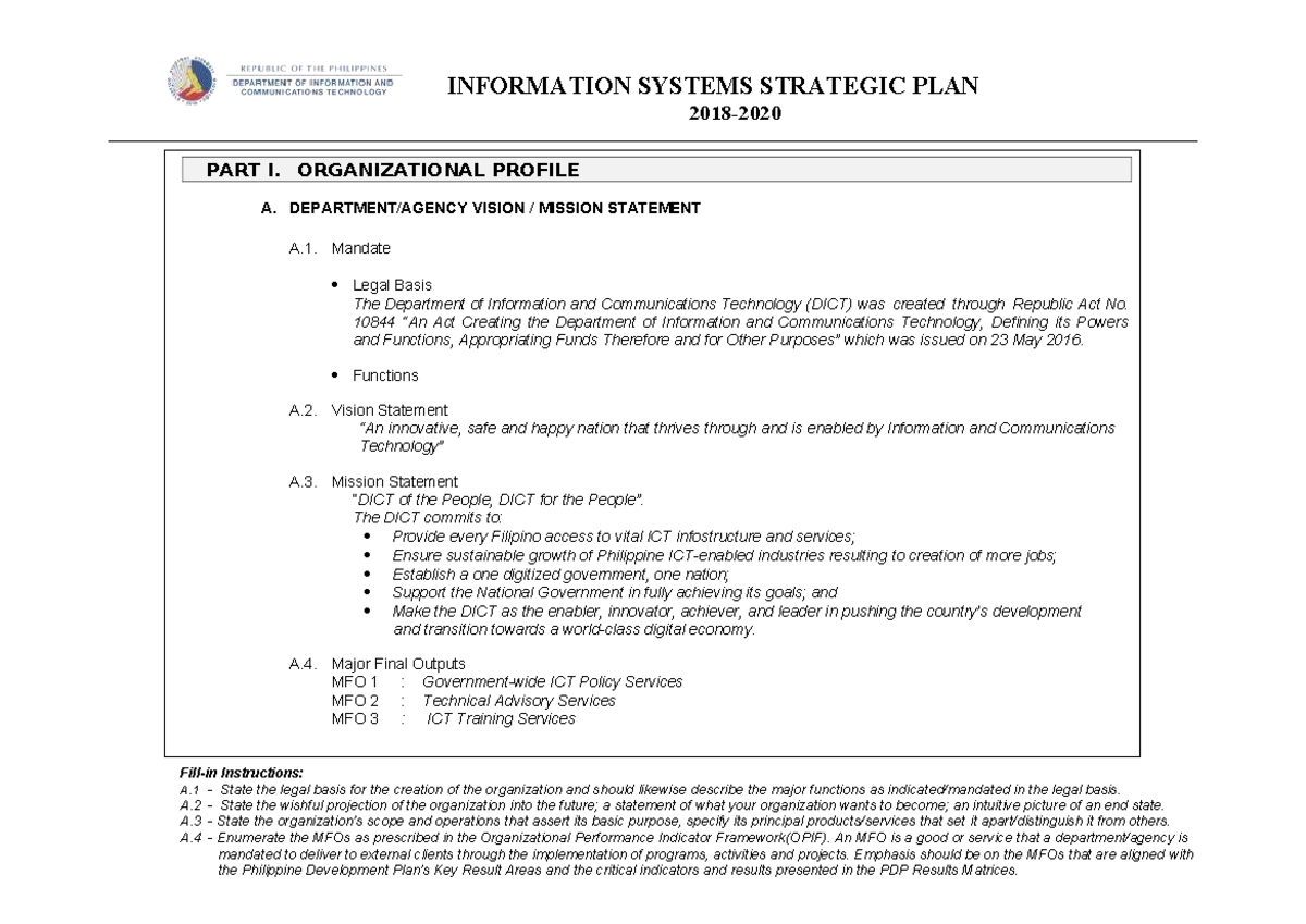 ISSP-Template: Organizational Strategic Plan 2018-2020 - Studocu