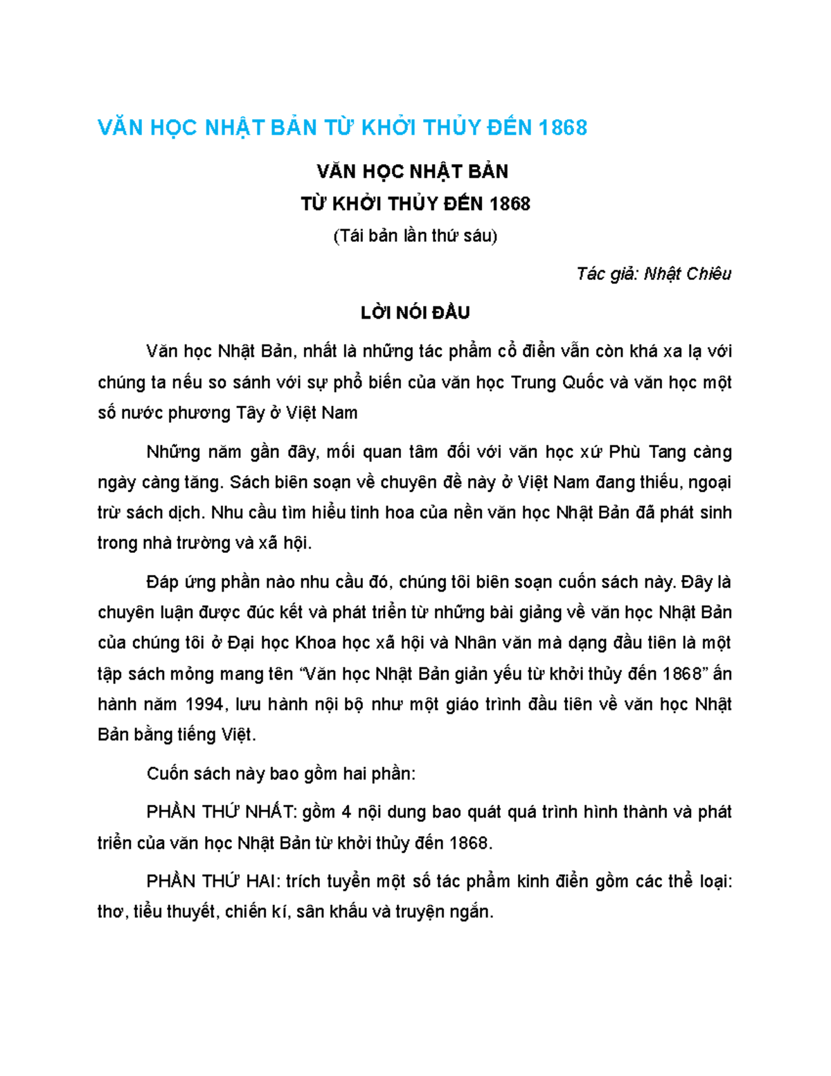 552131535 Tìm Hiểu Văn Học Nhật Bản Từ Khởi Thủy Đến 1868 - Studocu