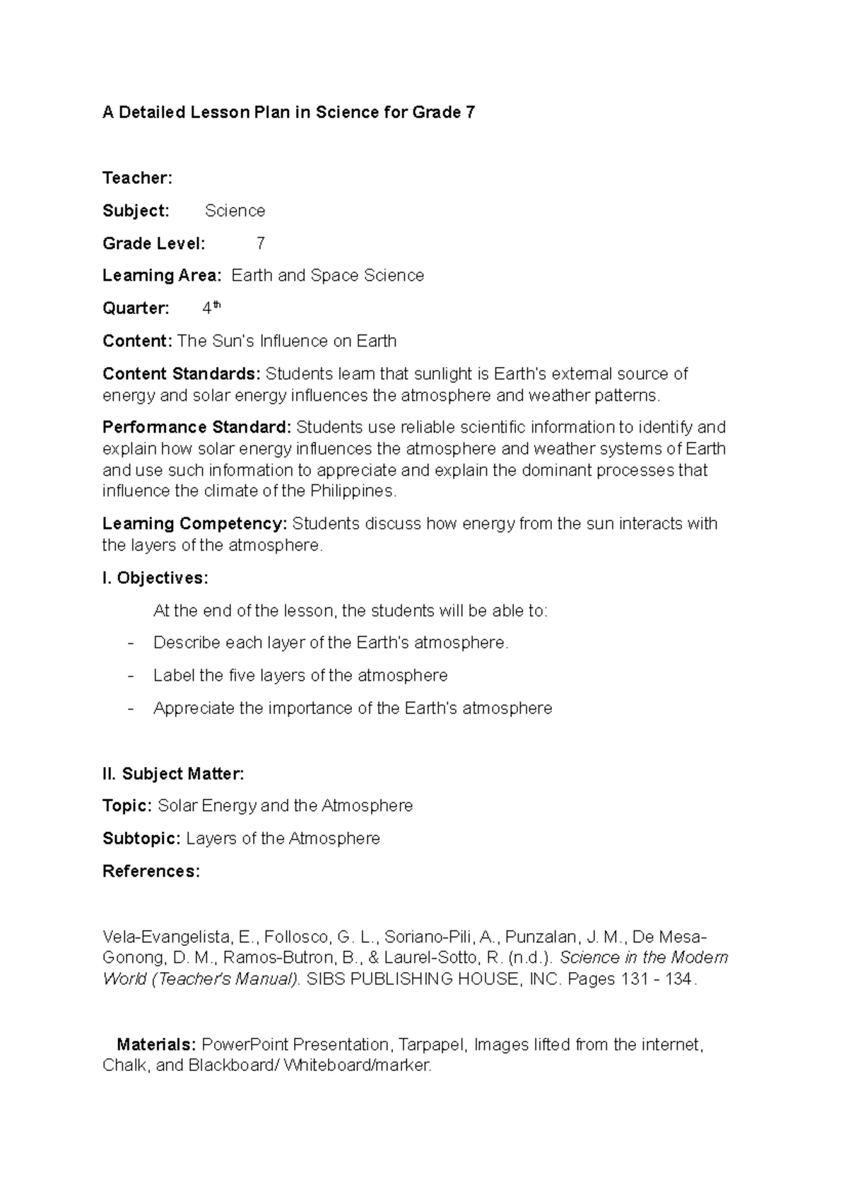 Grade 7 Science Lesson Plan: Distance vs. Displacement - 3rd Quarter ...