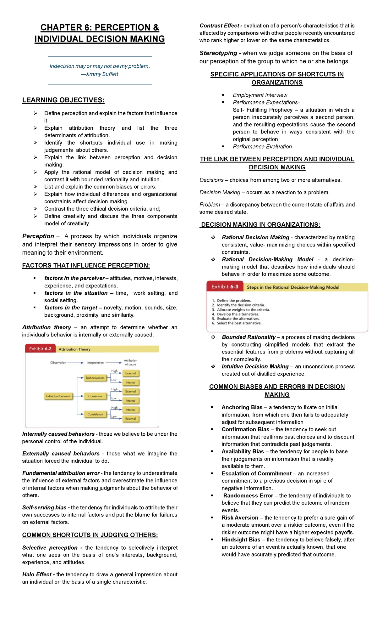 CHAPTER 6: PERCEPTION & INDIVIDUAL DECISION MAKING - Learning Notes ...