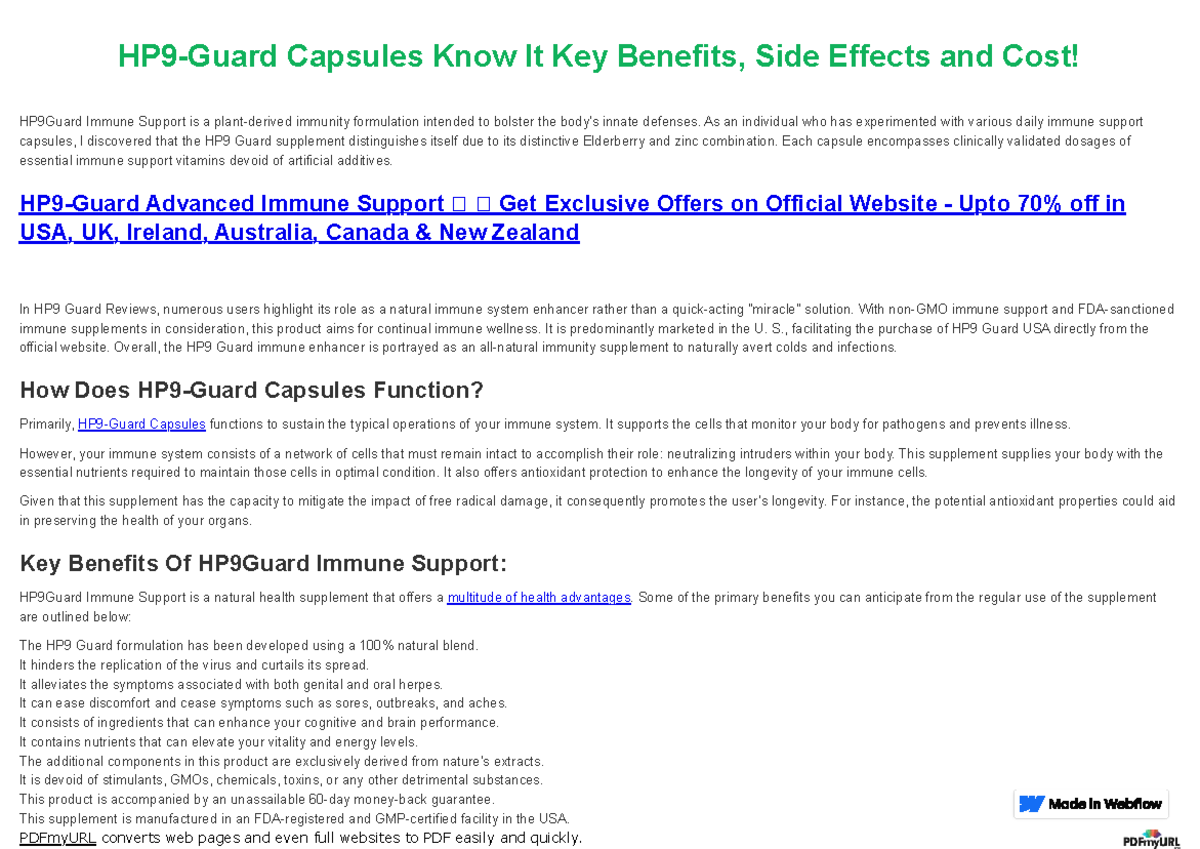HP9-Guard Immune Support Capsules: Benefits, Side Effects & Pricing ...