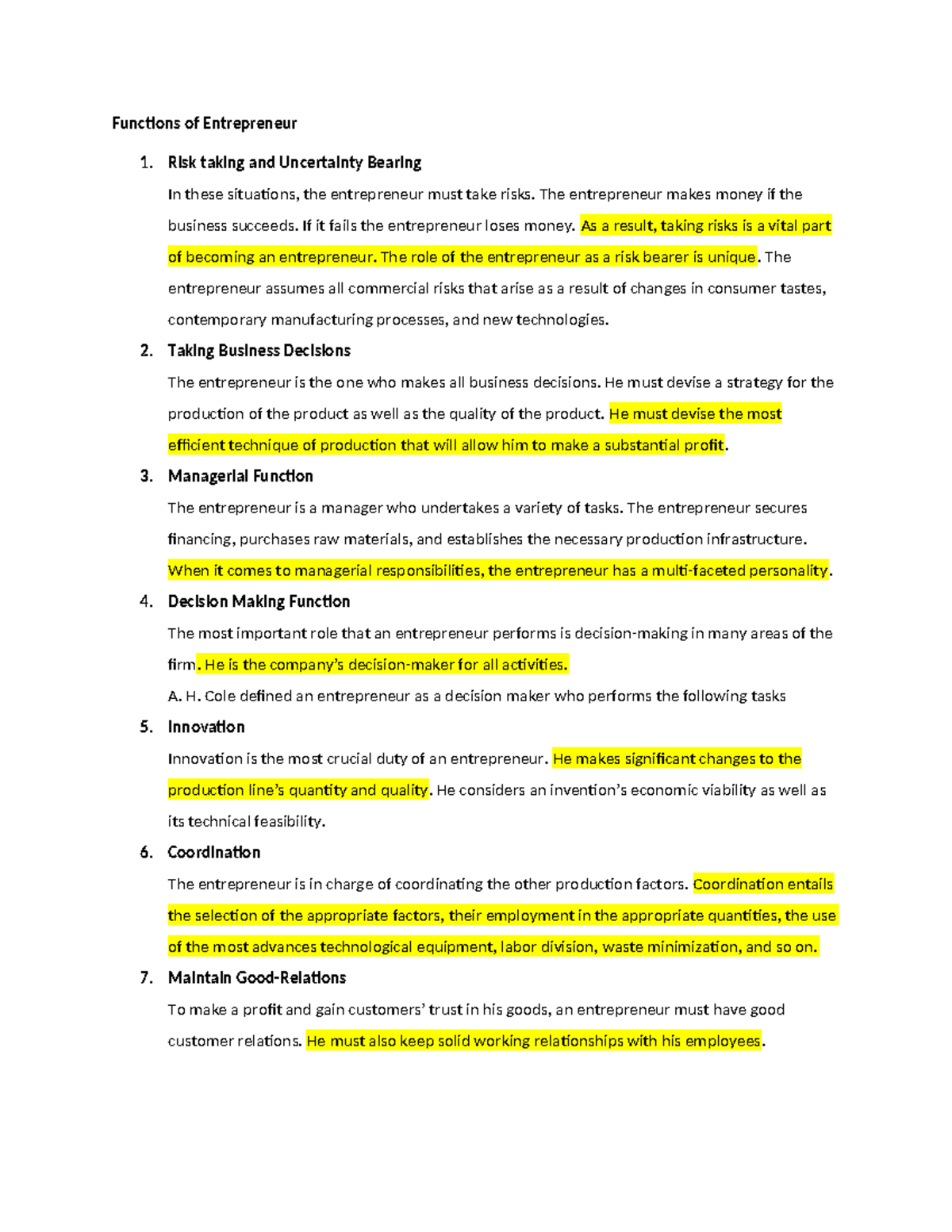 Lesson 7: Functions of Entrepreneurs - Entrep 101 - Studocu