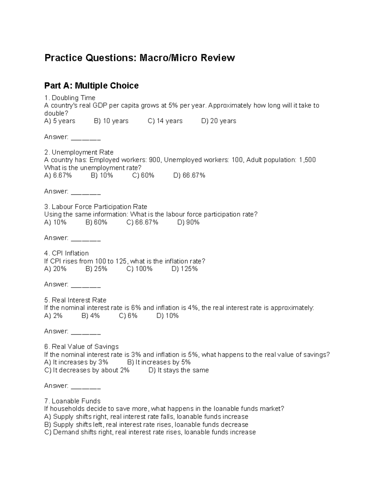 Macro Micro Practice Questions: Review of Key Concepts and Problems ...