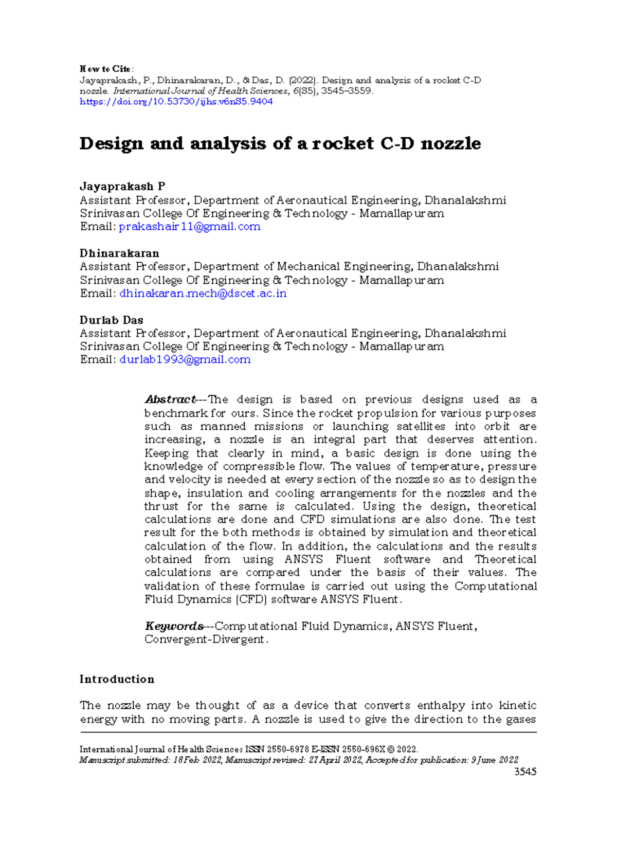 Design and Analysis of a Rocket Nozzle: A CFD Approach - Studocu