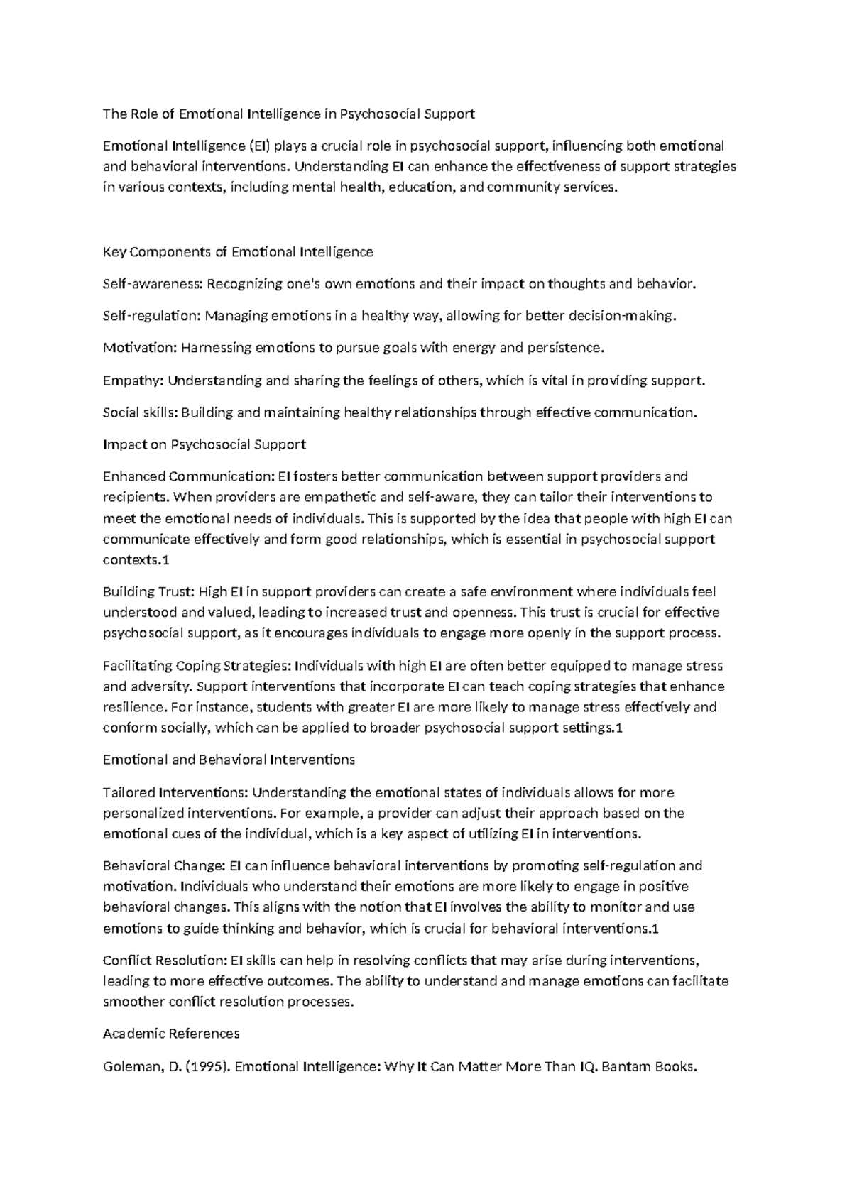 The Impact of Emotional Intelligence on Psychosocial Support Strategies ...
