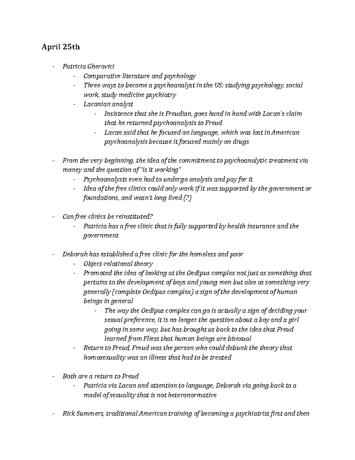 Class 26 Notes - Comparative literature and psychology. Object ...