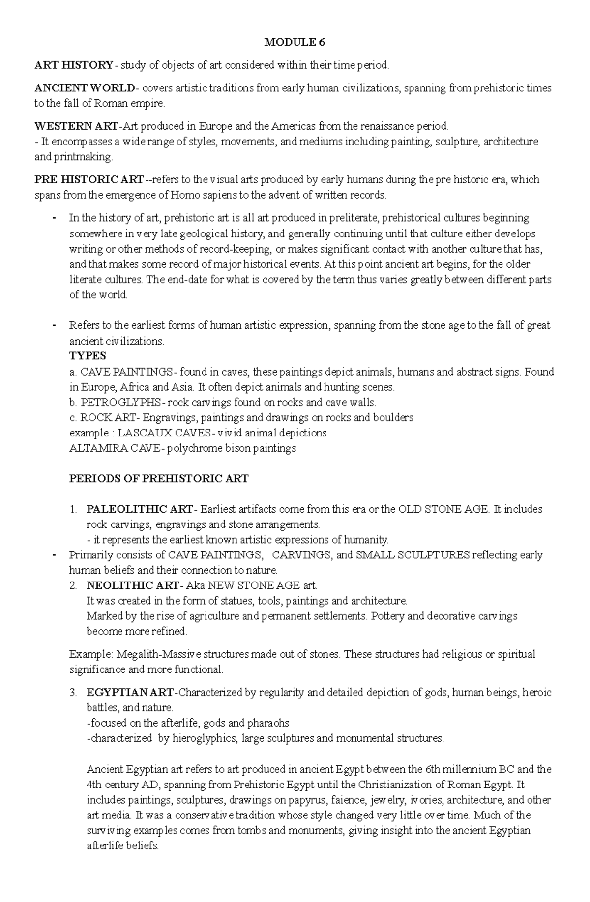 Module 6.docx lecture note - MODULE 6 ART HISTORY- study of objects of ...