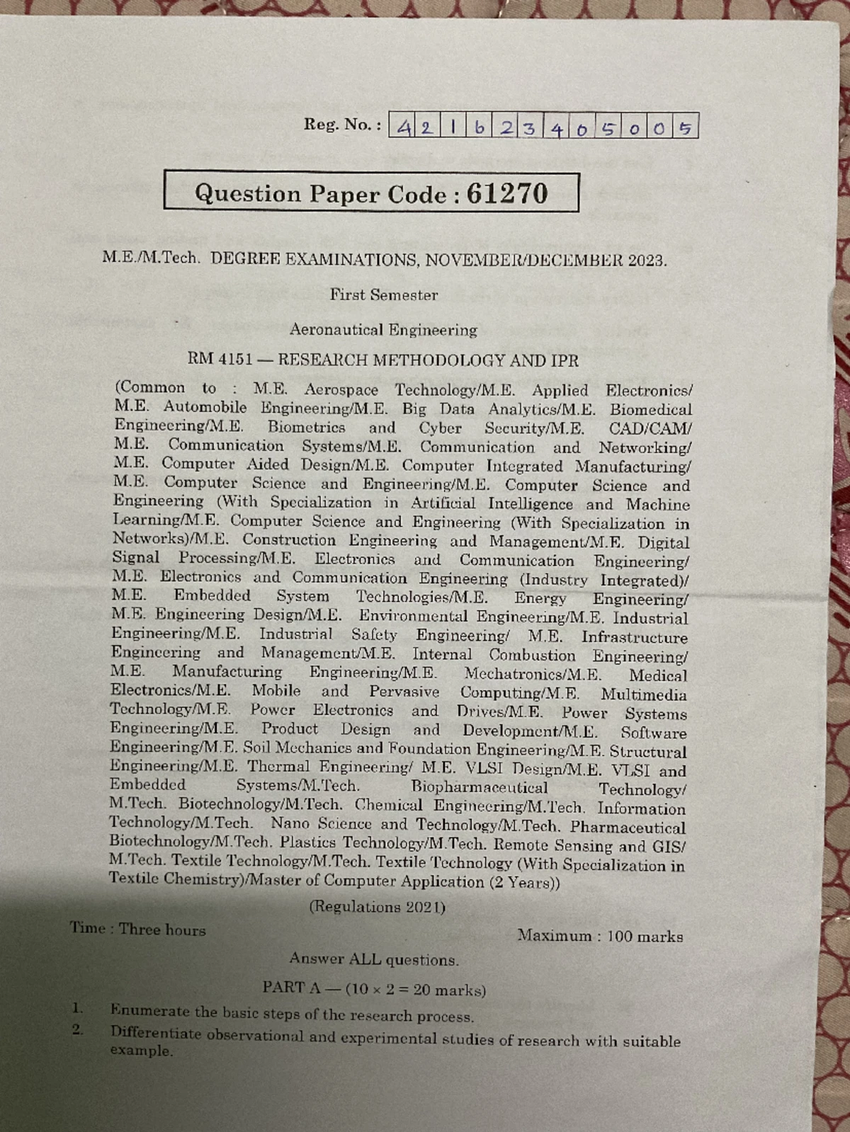 M.E. Computer Science & Engineering Syllabus (2021) - Anna University - Studocu