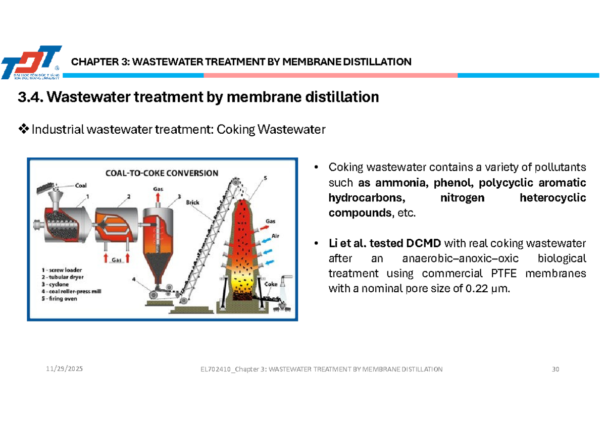 EL702410 Chapter 3: Wastewater Treatment via Membrane Distillation ...
