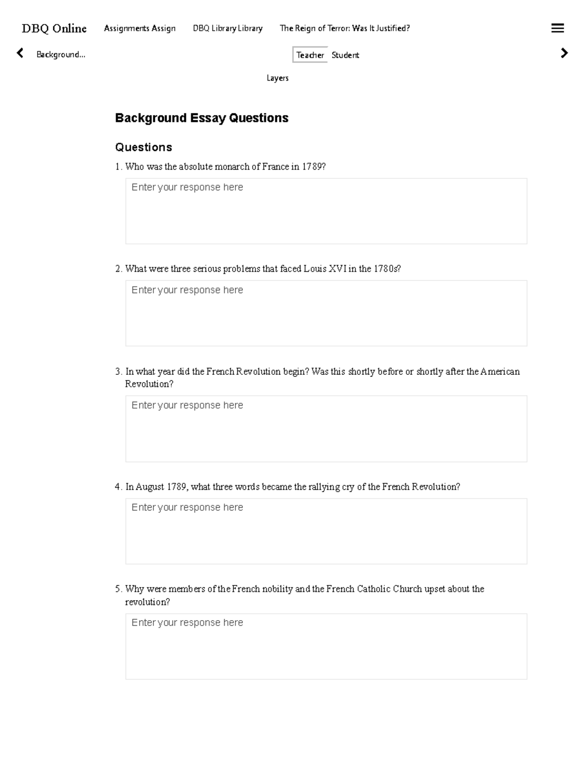 DBQ Online Background Essay Questions: The French Revolution Insights ...