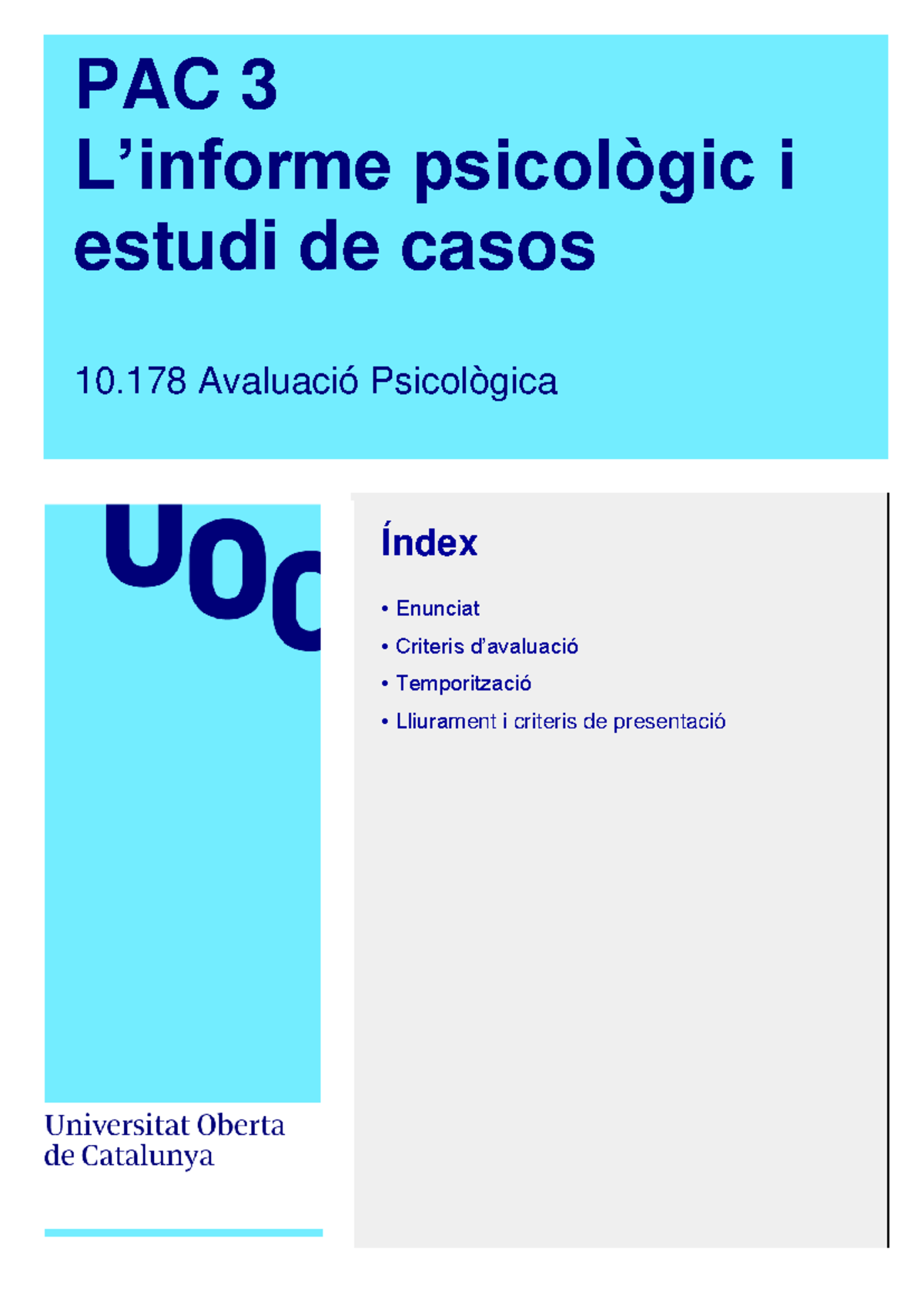 PAC 3 - Informe Psicològic i Anàlisi de Casos: Nerea - Studocu
